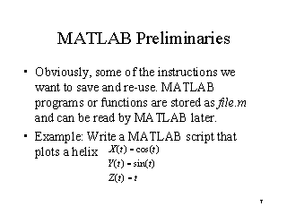 MATLAB Preliminaries
